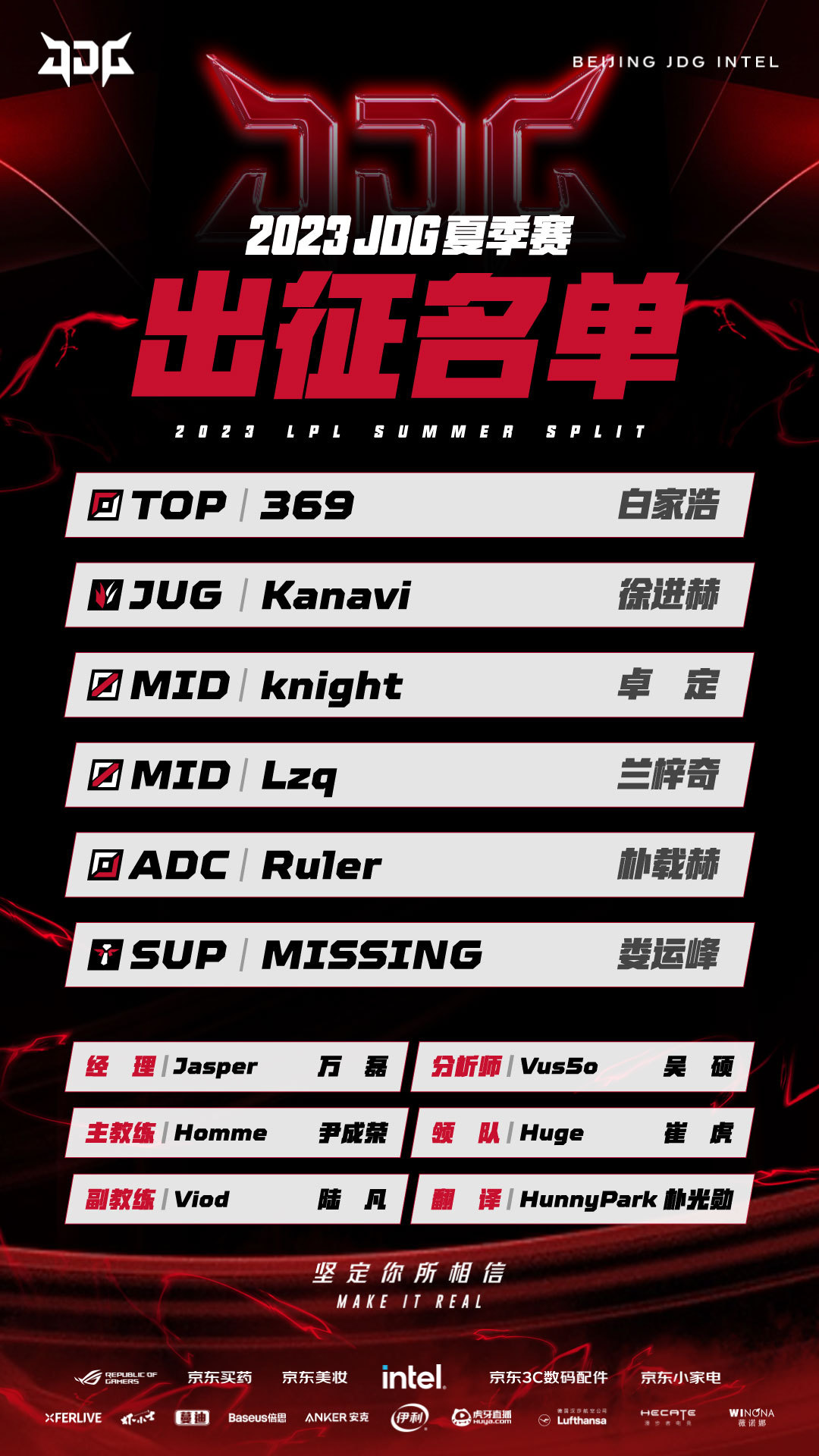 JDG2023LPL夏季赛名单 JDG夏季赛选手名单2023-多特游戏